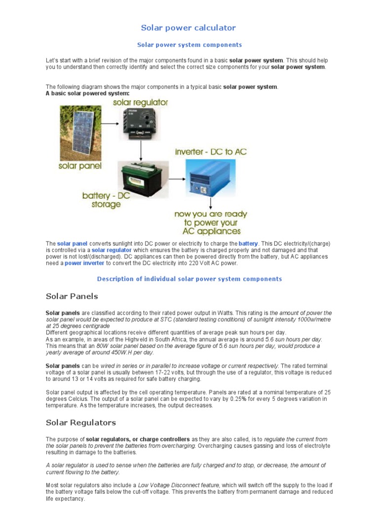 Solar Power Calculator | PDF | Power Inverter | Photovoltaic System