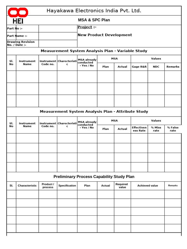 Hei f09 Sop Npd01 Msa & SPC Plan | PDF