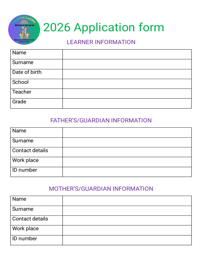 2026 Aftercare Application Form | PDF