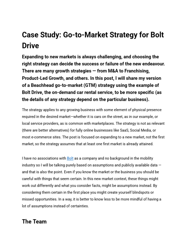 Case Study_ Go-To-Market Strategy for Bolt Drive | PDF | Software ...