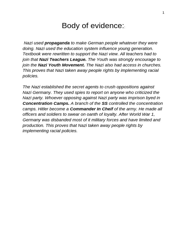 Body of Evidence - (1) | PDF