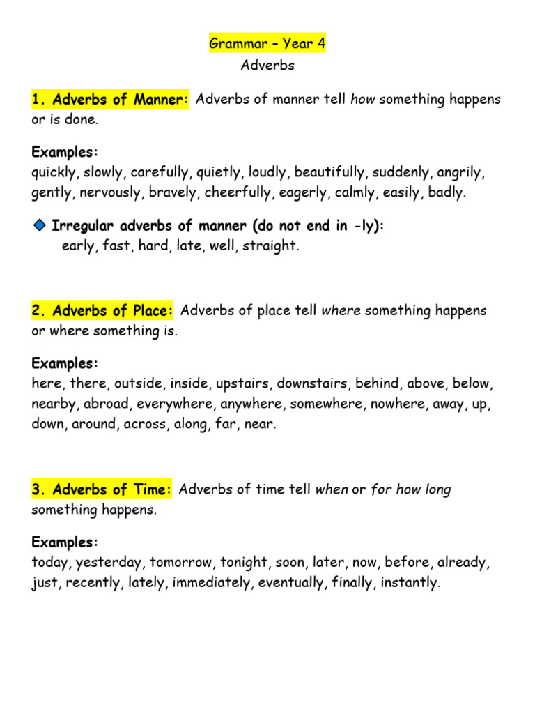 Grammar - Adverbs 4 | PDF | Adverb