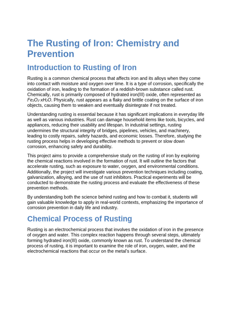Understanding Iron Rusting and Prevention | PDF | Rust | Corrosion