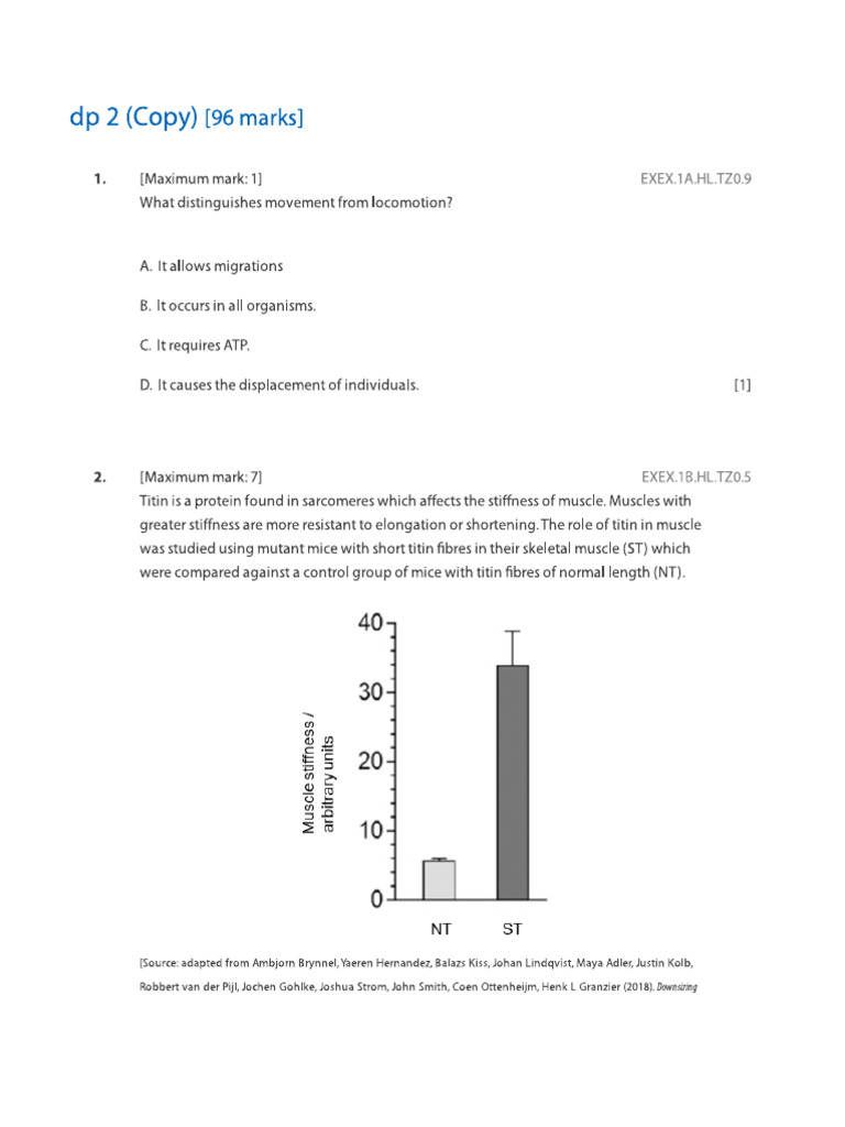 DP 2 Question Paper Muscles and Motility | PDF