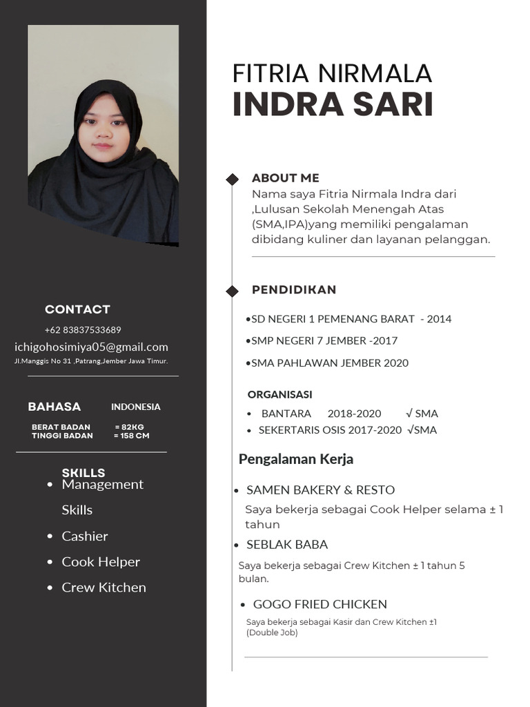 Profil Fitria Nirmala: Pengalaman Kuliner | PDF