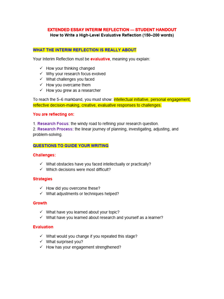 How to Write Your Interim EE Reflection | PDF | Psychology | Cognition