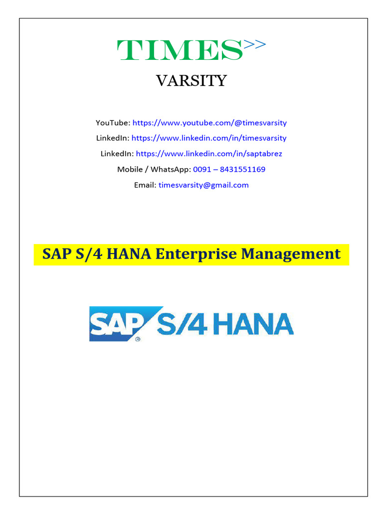 1. Book - SAP S4 HANA | PDF | Enterprise Resource Planning | Cloud ...