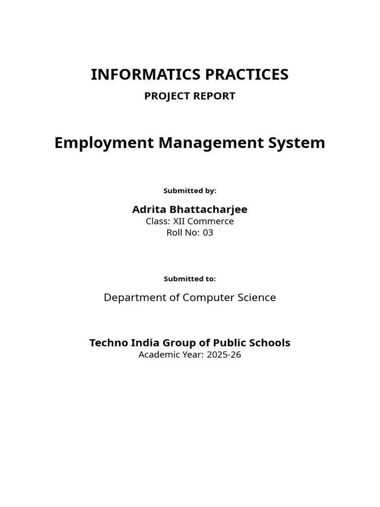 Employment Management System Project | PDF | Databases | Information ...