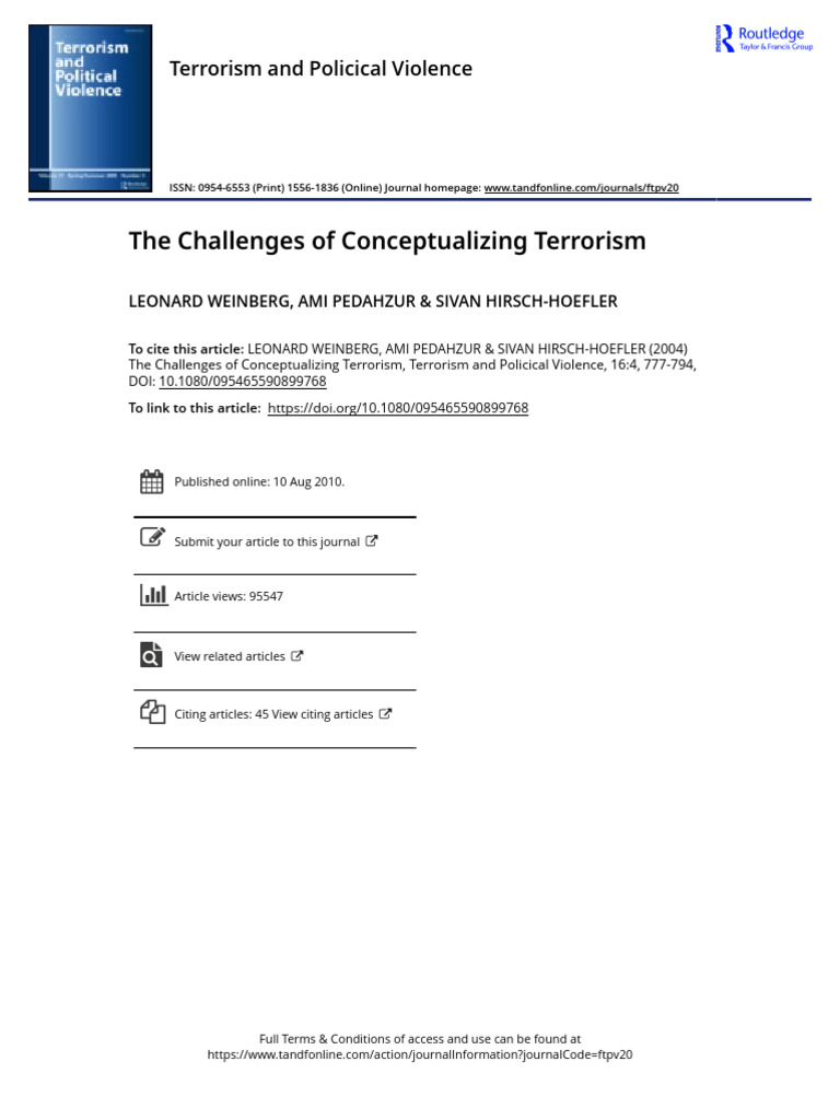 The Challenges of Conceptualizing Terrorism | PDF | Violence