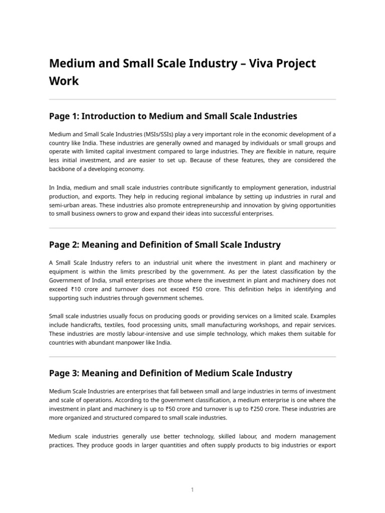 Viva Project_ Medium and Small Scale Industry | PDF | Labour Economics ...