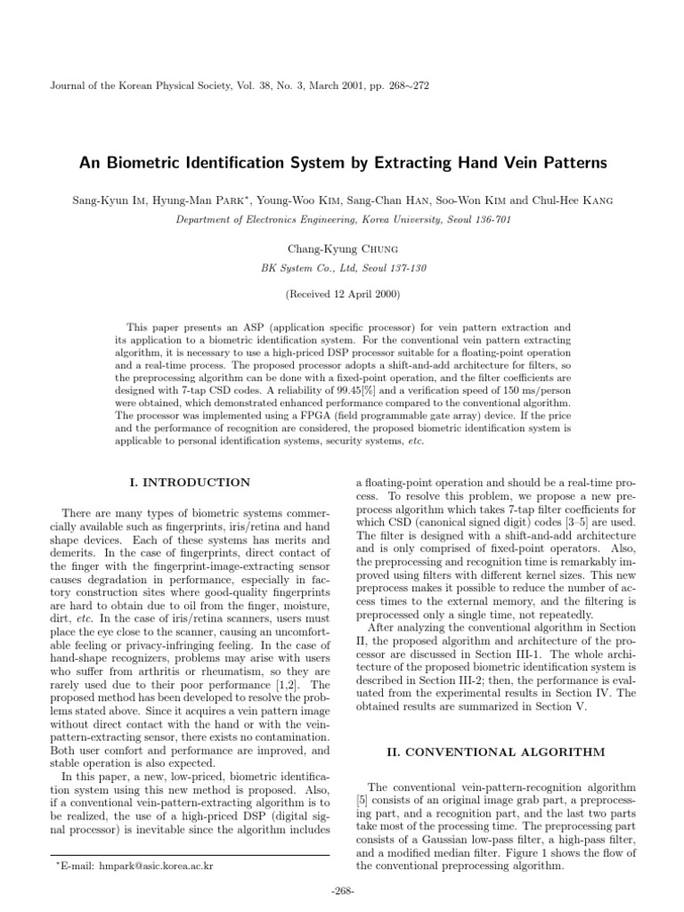 An Biometric Identification System by Extracting Hand Vein Patterns ...