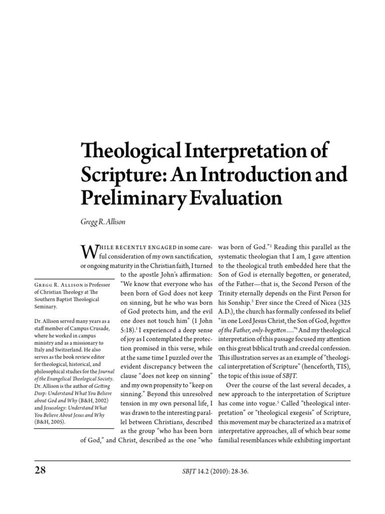 Theological Interpretation of Scripture | PDF | Bible | Biblical ...
