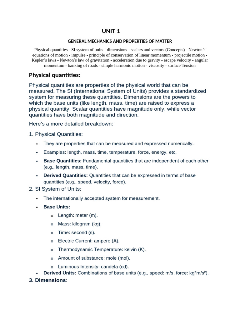 General Mechanics and Matter Properties | PDF | Momentum | Angular Momentum