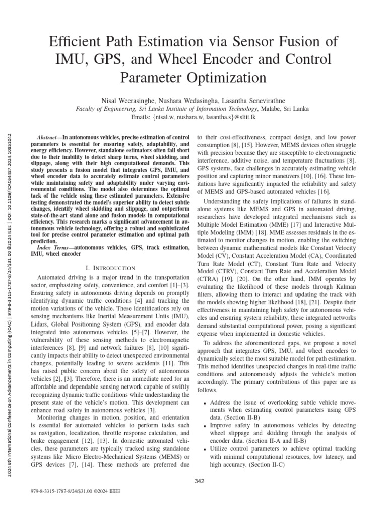 Sensor Fusion for Autonomous Vehicle Path Estimation | PDF | Kalman ...