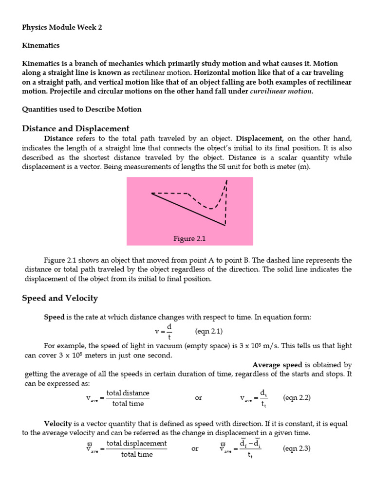 Physics Module Week 2 | PDF | Acceleration | Speed