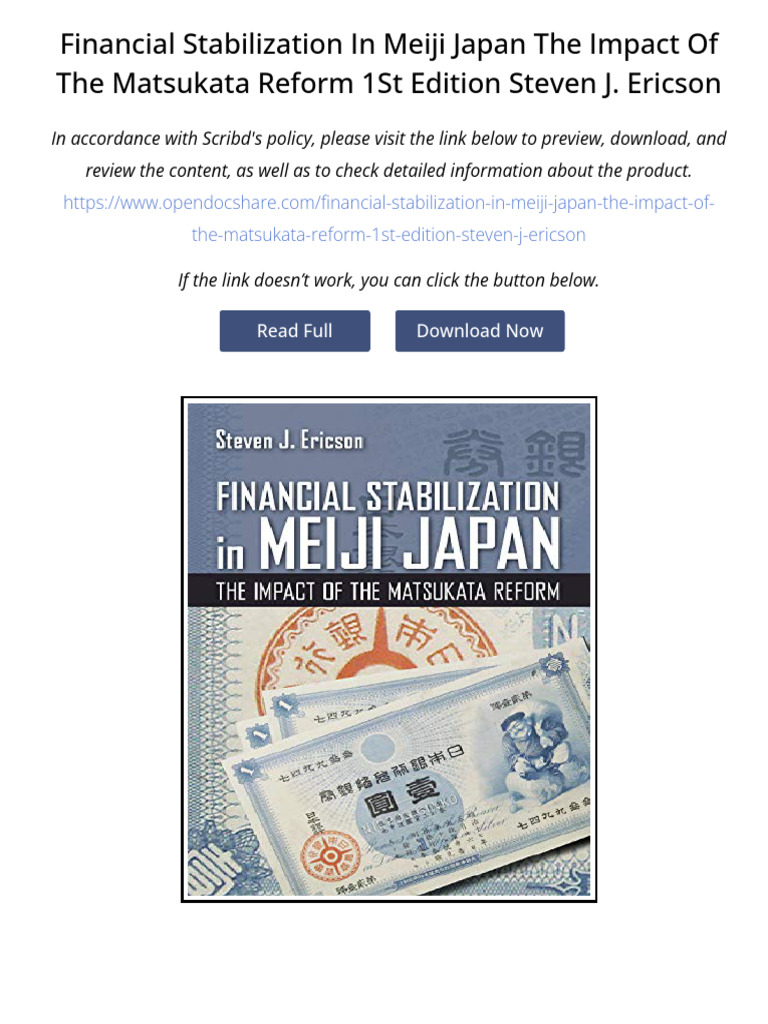 Financial Stabilization in Meiji Japan The Impact of the Matsukata ...