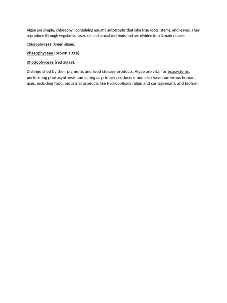 Algae Are Simple | PDF