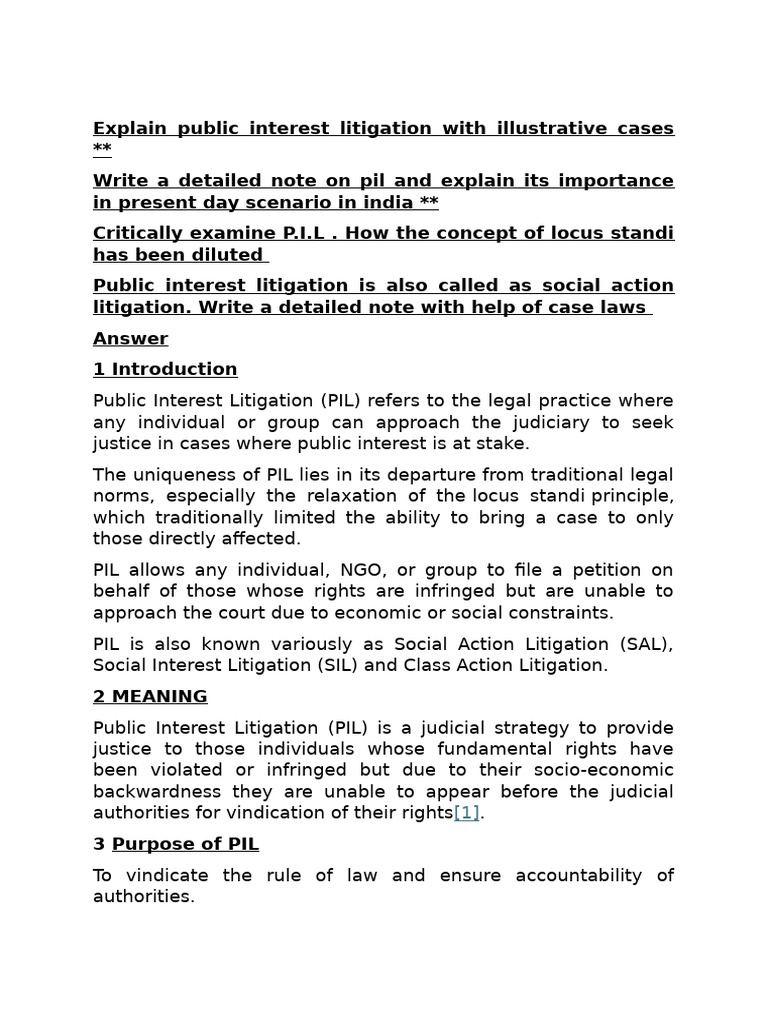 Understanding Public Interest Litigation in India | PDF | Judiciaries ...