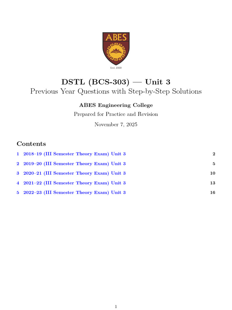 Unit 3 DSTL Exam Questions & Solutions | PDF | Argument | Logical ...