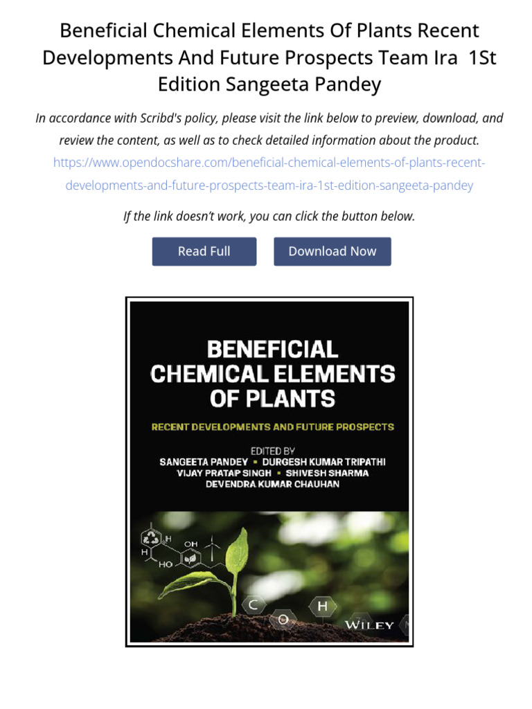 Beneficial Chemical Elements of Plants Recent Developments and Future ...