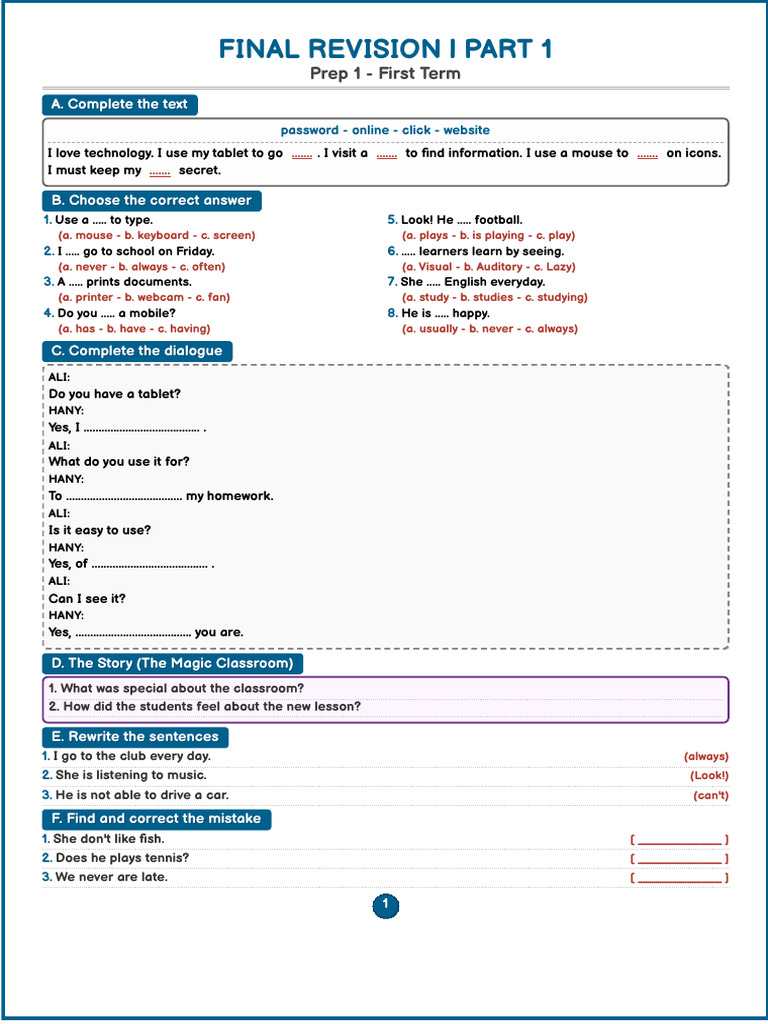 Final Revision - Prep 1 ( (1) | PDF | Learning