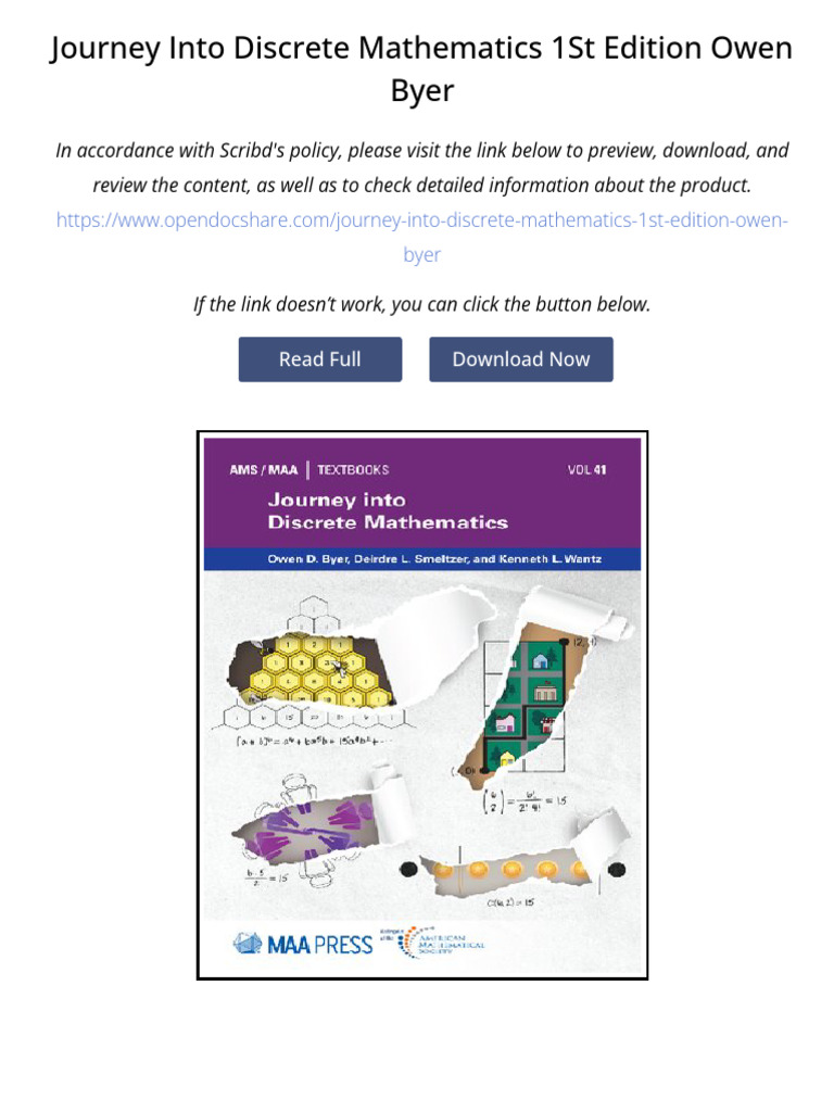 Journey Into Discrete Mathematics 1st Edition Owen Byer | PDF ...