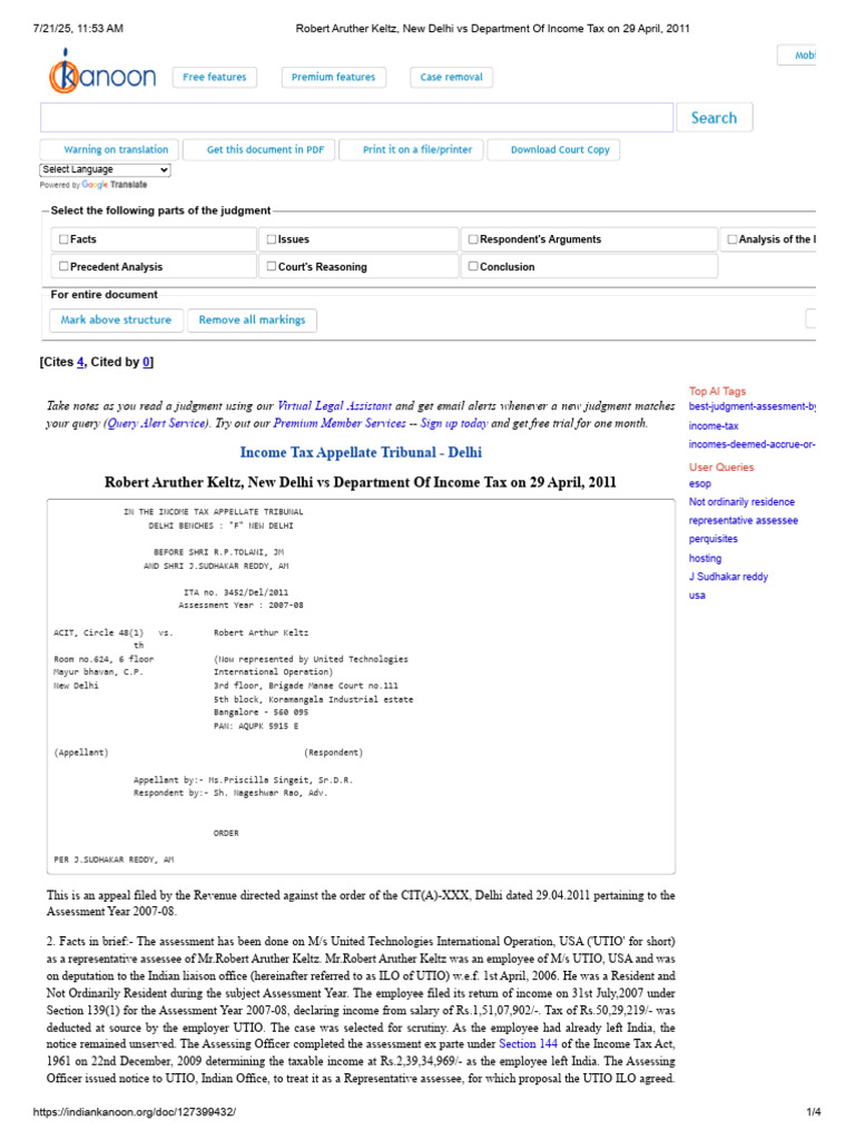 Robert Aruther Keltz, New Delhi vs Department Of Income Tax on 29 April ...