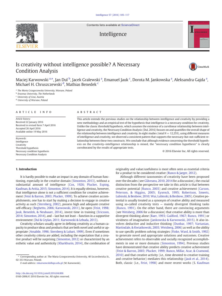 Is Creativity Without Intelligence | PDF | Intelligence Quotient | Creativity