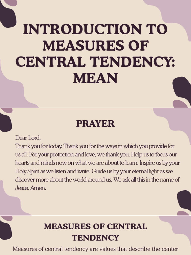 Measures of Central Tendency | PDF | Mean | Mode (Statistics)