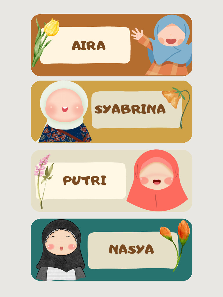 Warna Warni Ilustrasi Lucu Label Nama Dokumen | PDF