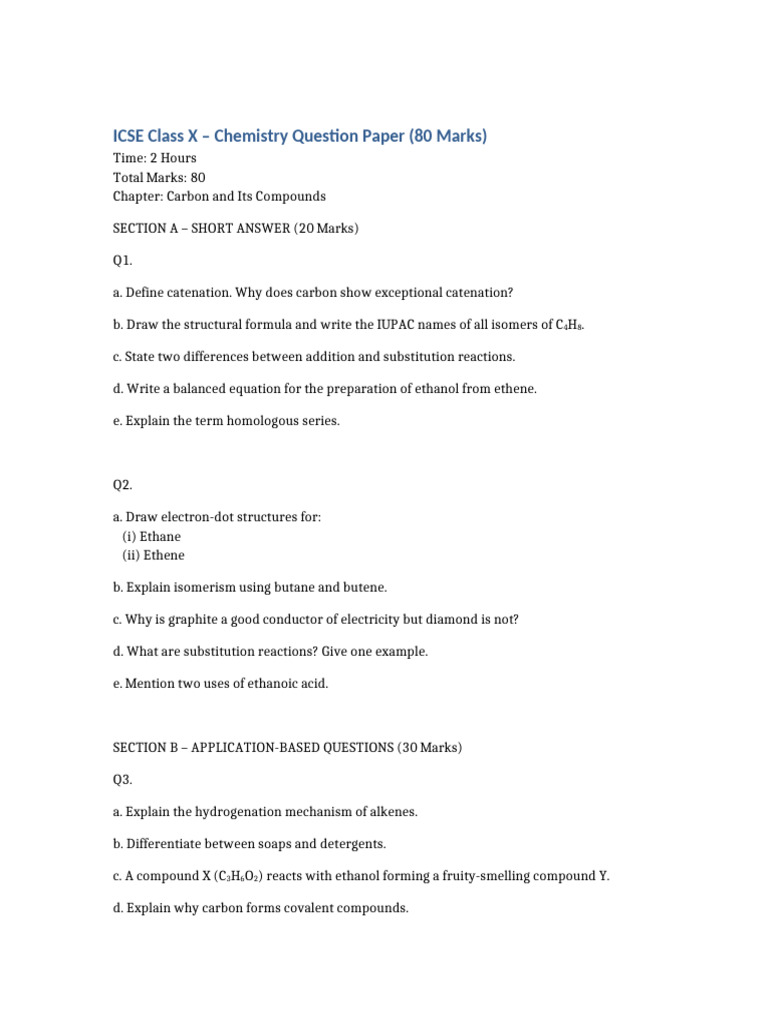ICSE Class10 Chemistry Formatted | PDF