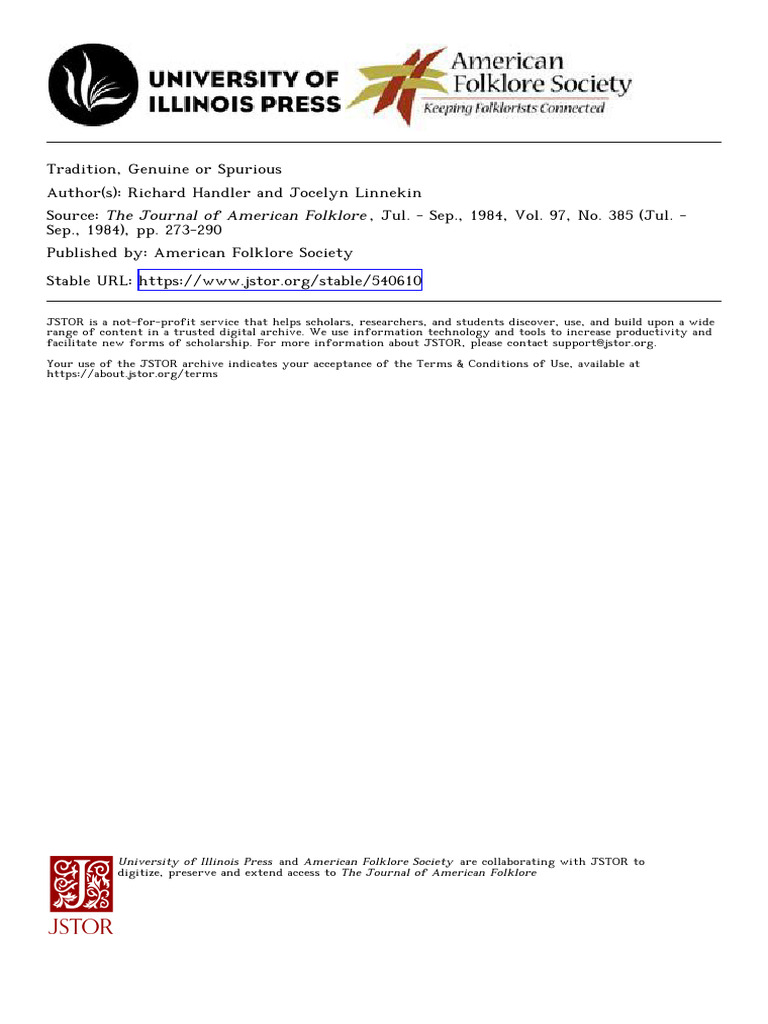 Understanding Tradition: Genuine vs. Spurious | PDF | Traditions | Folklore