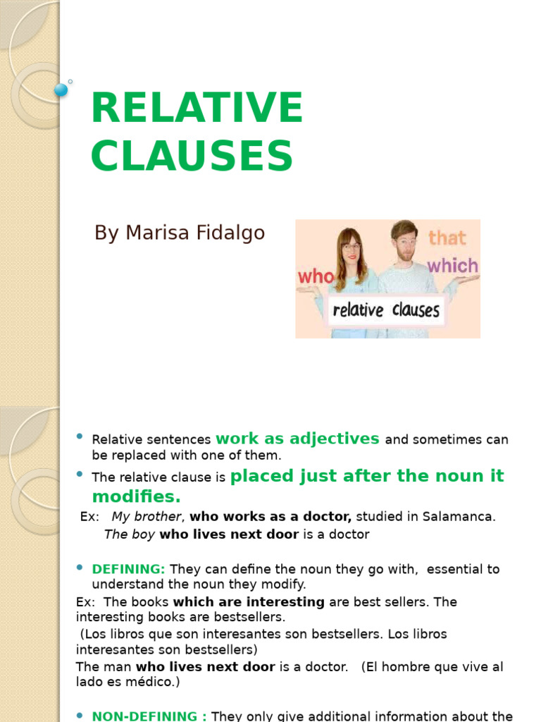 RELATIVE CLAUSES presentation | PDF | Verb | Noun