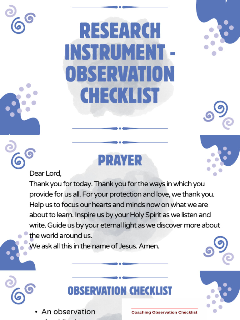 Research Instrument Observational Checklist | PDF