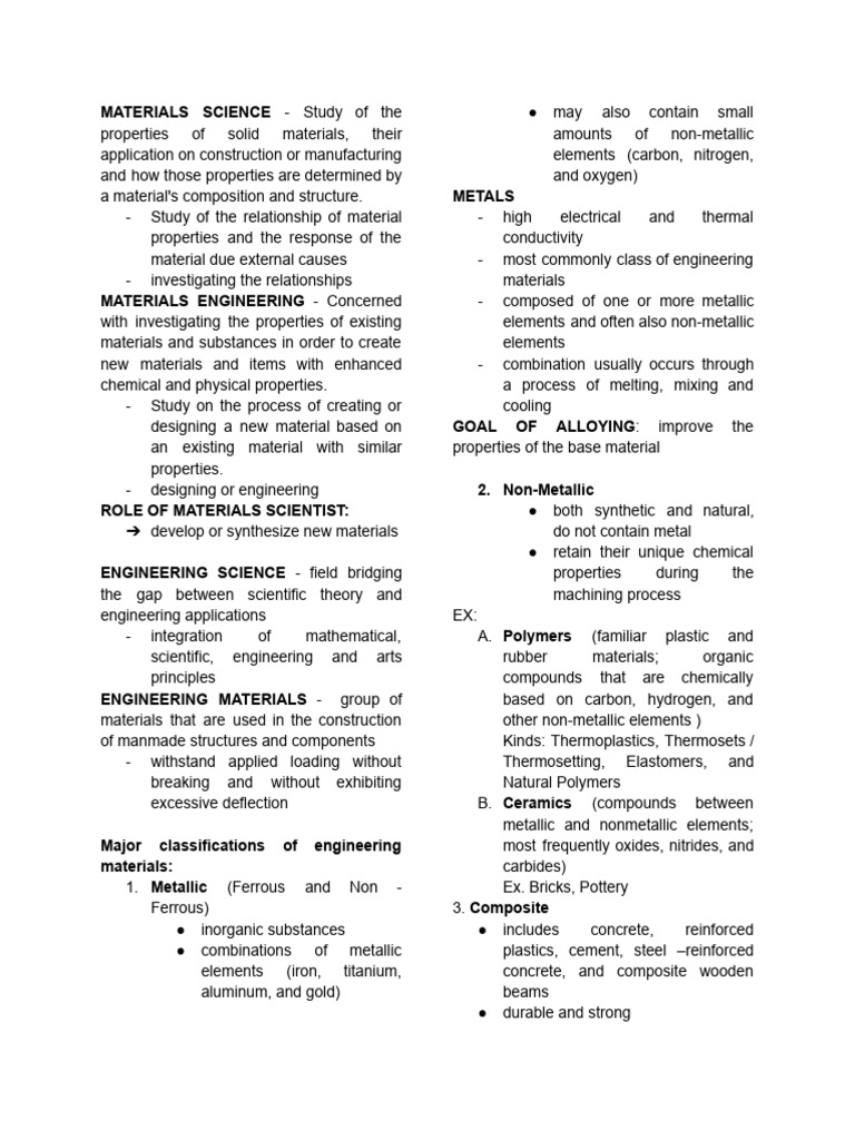 Material Science Reviewer | PDF | Metals | Hardness