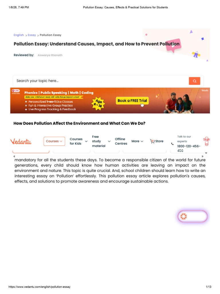 Pollution Essay_ Causes, Effects & Practical Solutions for Students ...