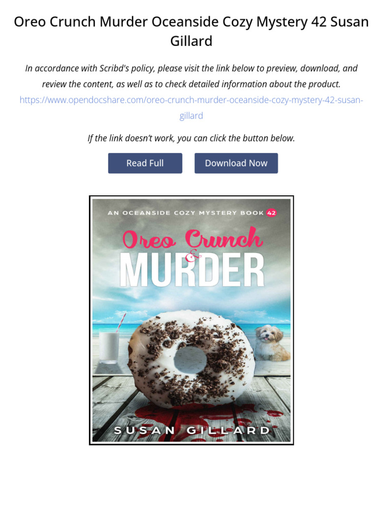Oreo Crunch Murder Oceanside Cozy Mystery 42 Susan Gillard | PDF | Doughnut