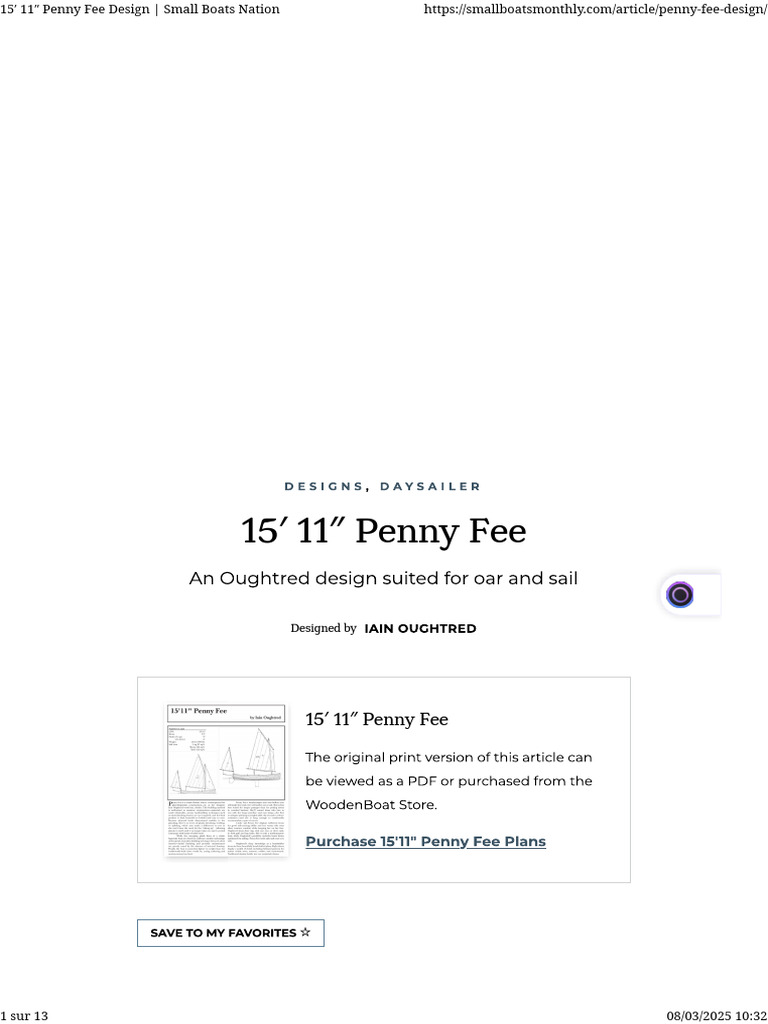15′ 11″ Penny Fee Design _ Small Boats Nation | PDF