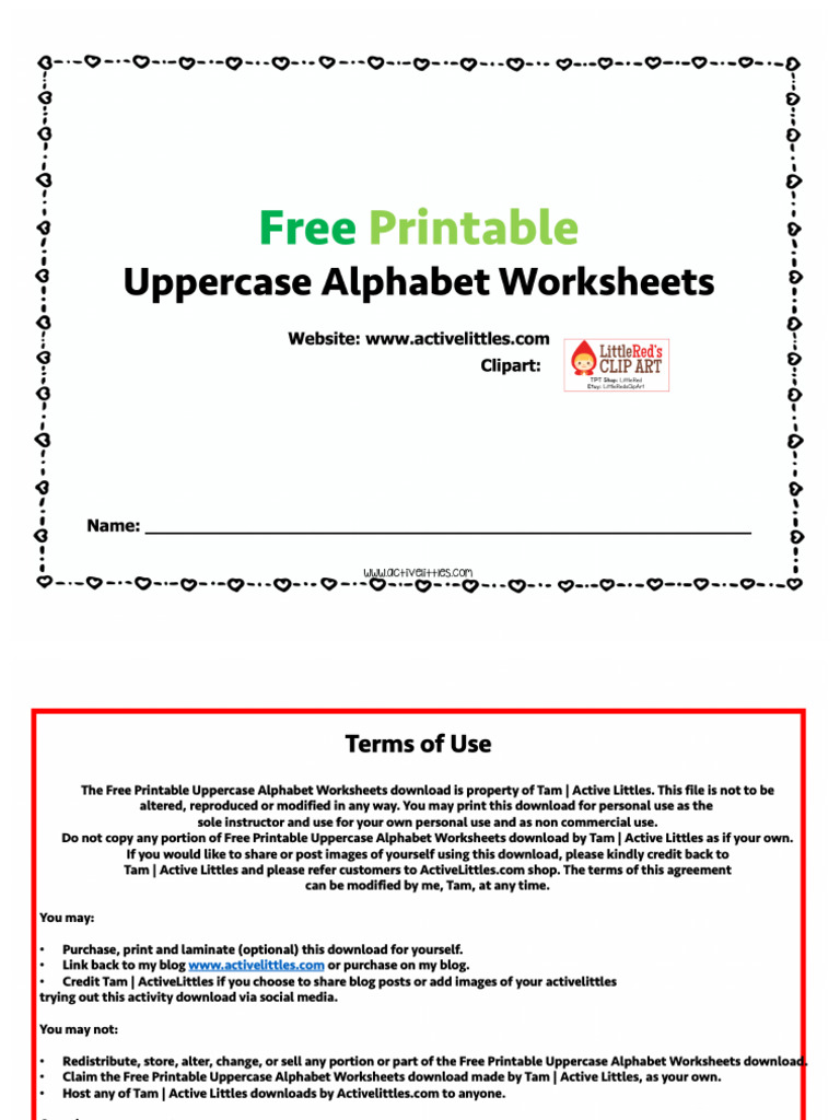 Free Printable Uppercase Alphabet Worksheets Printable - Active Littles ...