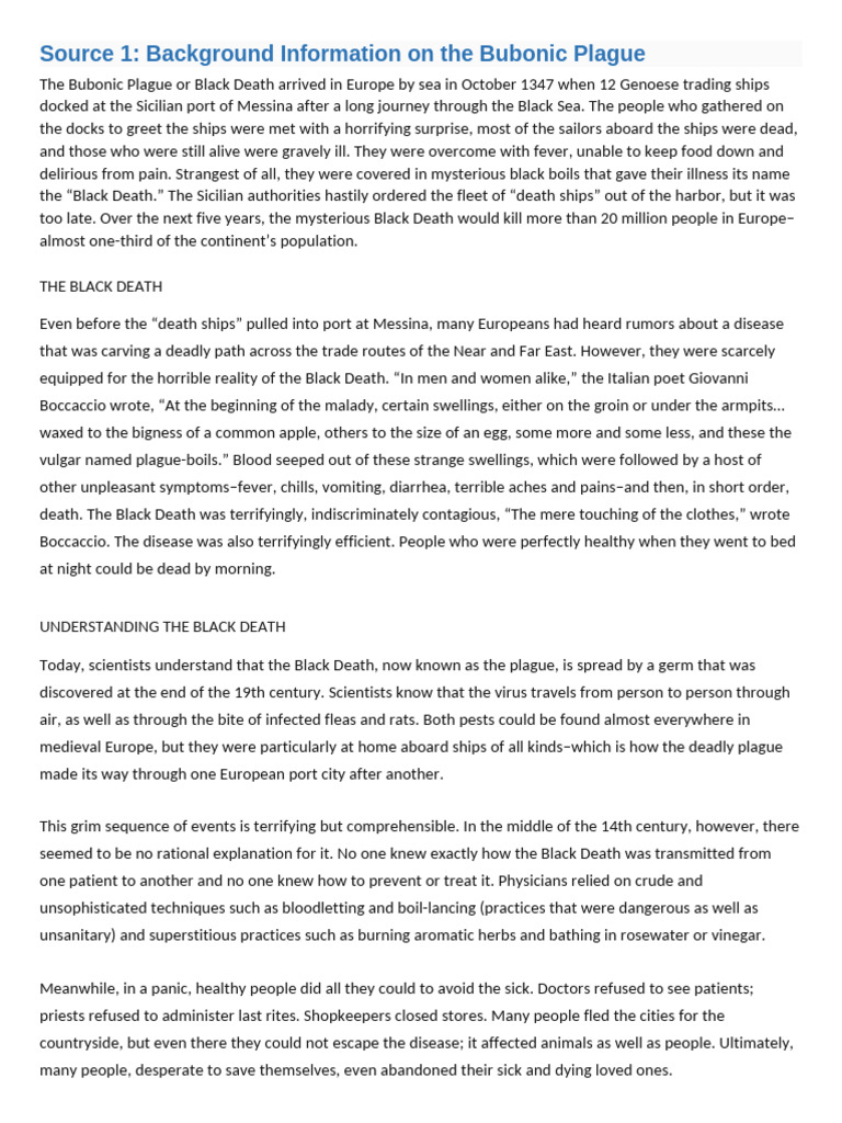 Understanding the Bubonic Plague | PDF | Black Death | Health Sciences