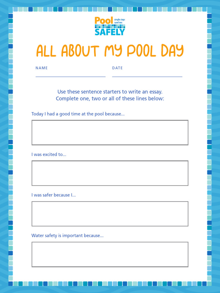 All About My Day at the Pool | PDF