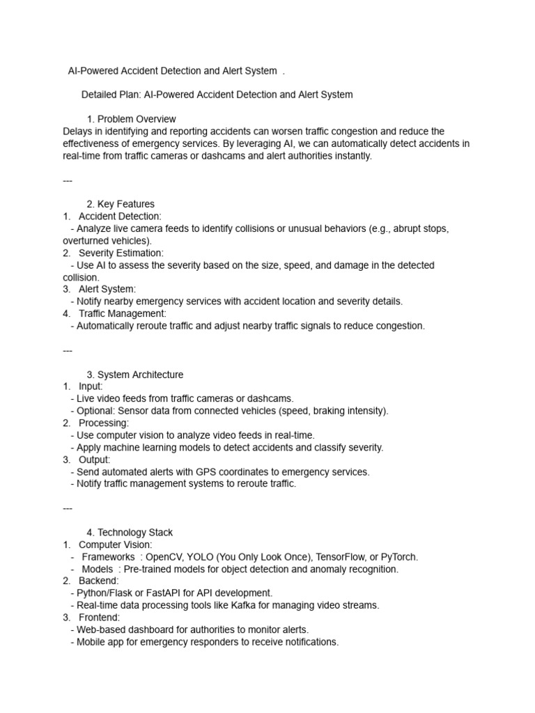 AI-Powered Accident Detection and Alert System | PDF | Traffic | Computer Vision