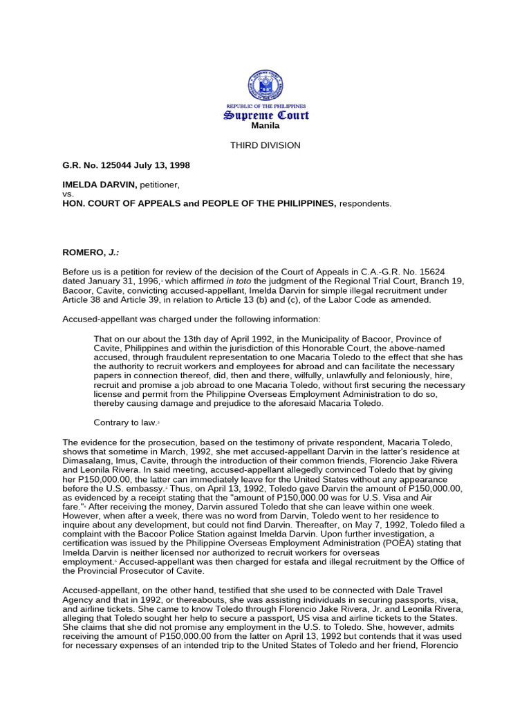 1. Darvin v. Court of Appeals, 292 SCRA 534 | PDF | Burden Of Proof ...