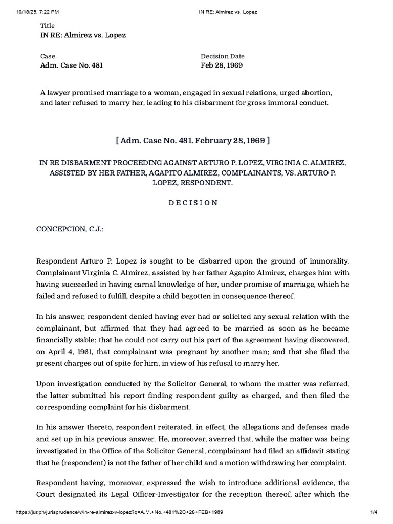 Disbarment Case: Almirez vs. Lopez | PDF