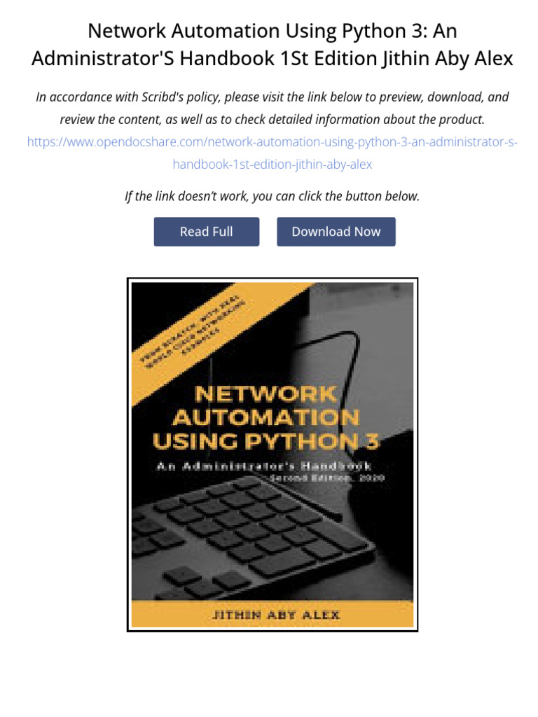 Network Automation using Python 3: An Administrator's Handbook 1st ...