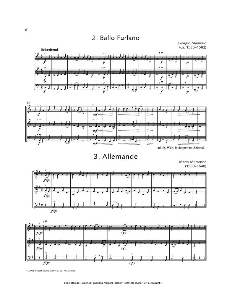Ballo Furlano e Allemanda | PDF | Sheet Music