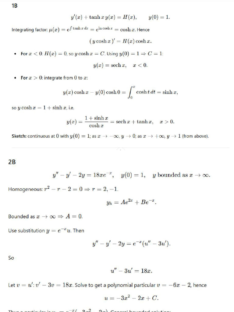 Mathematical Tripos Model Answers | PDF