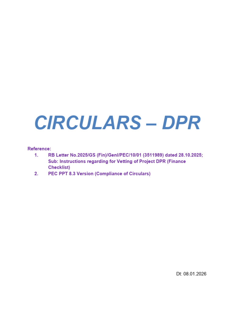 DPR Vetting Guidelines for Railway Projects | PDF | Depreciation | Interest