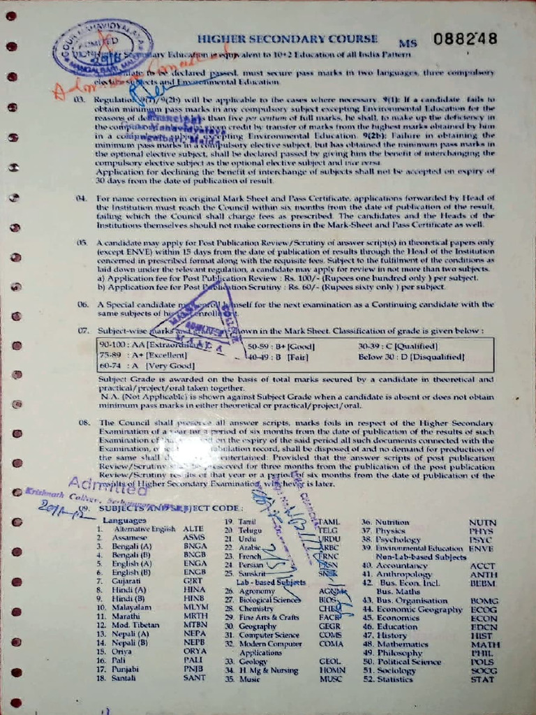 Higher Secondary Education Regulations | PDF | Languages Of India ...