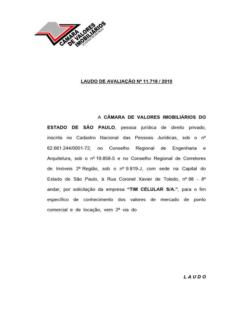 LAUDO 11 718 - TIM digitalizado em 03 maio 2010 | PDF | São Paulo
